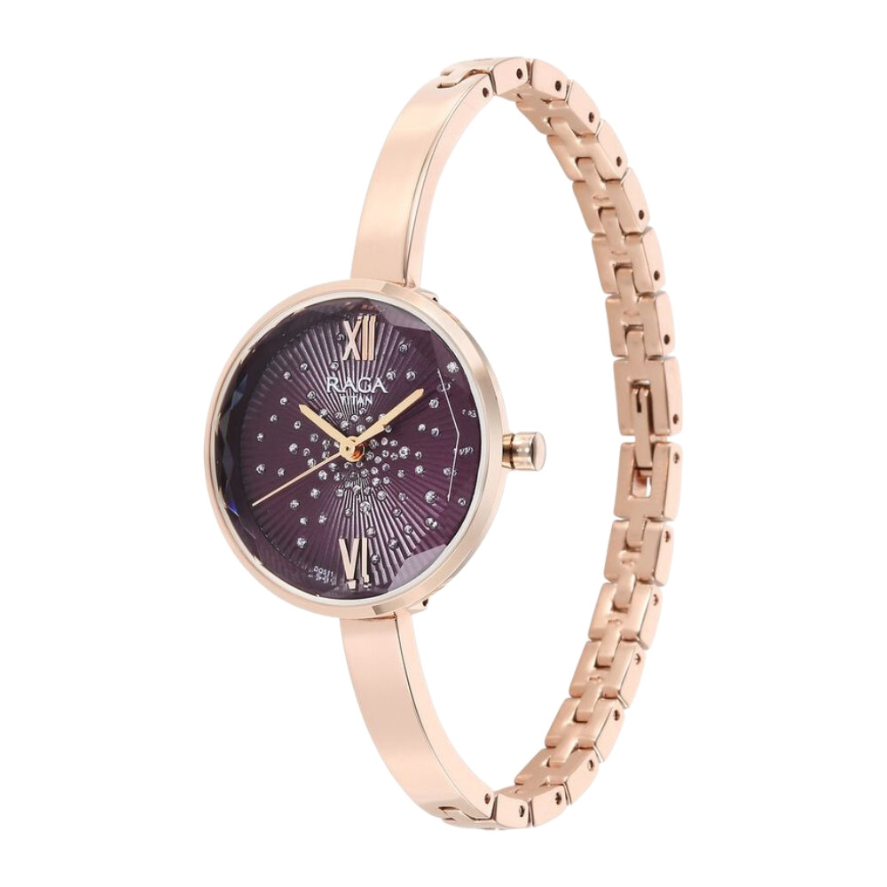 Titan Raga Showstopper Quartz Analog Purple Dial Metal Strap Watch for ...
