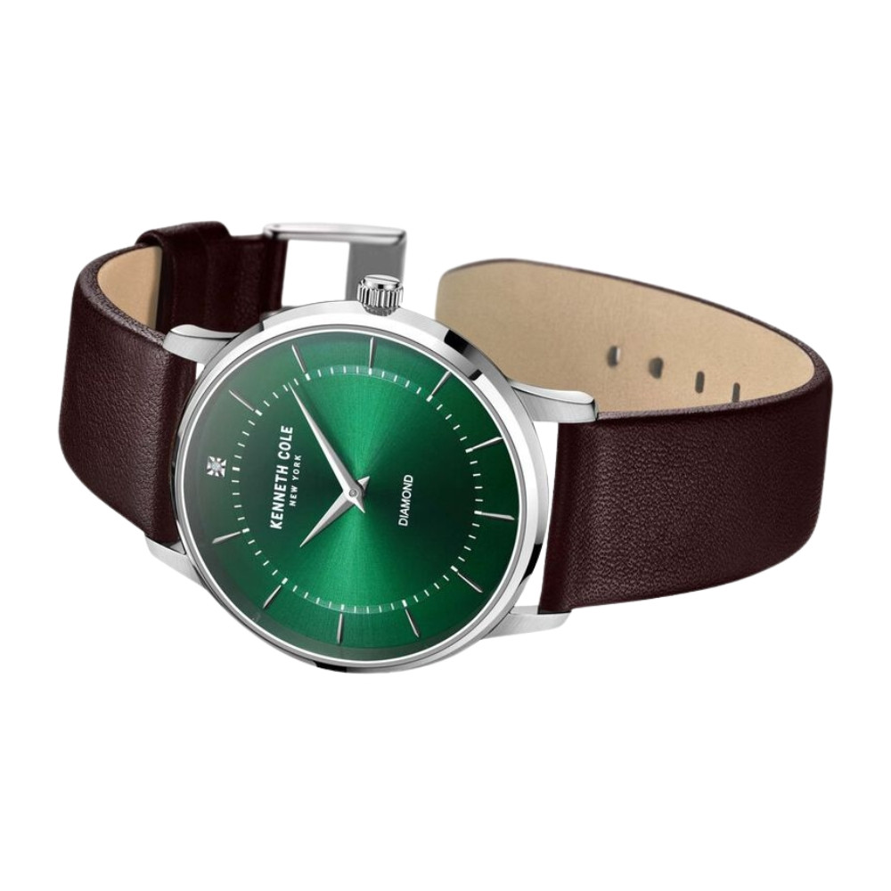 Kenneth Cole Quartz Analog Green Dial Leather Strap Watch for Men ...