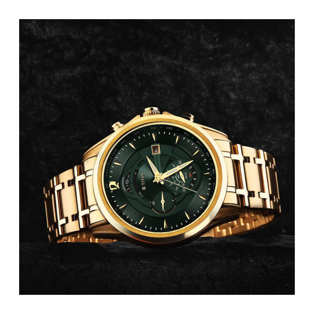 Titan Regalia Premium Green Dial Stainless Steel Strap Watch for Men ...