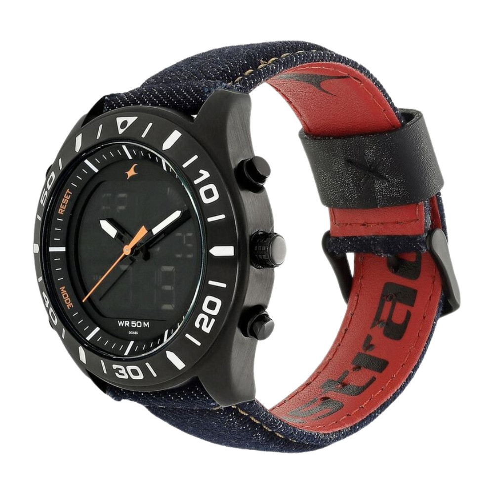 Fastrack Denim Quartz Analog Digital Black Dial Denim Strap Watch for ...