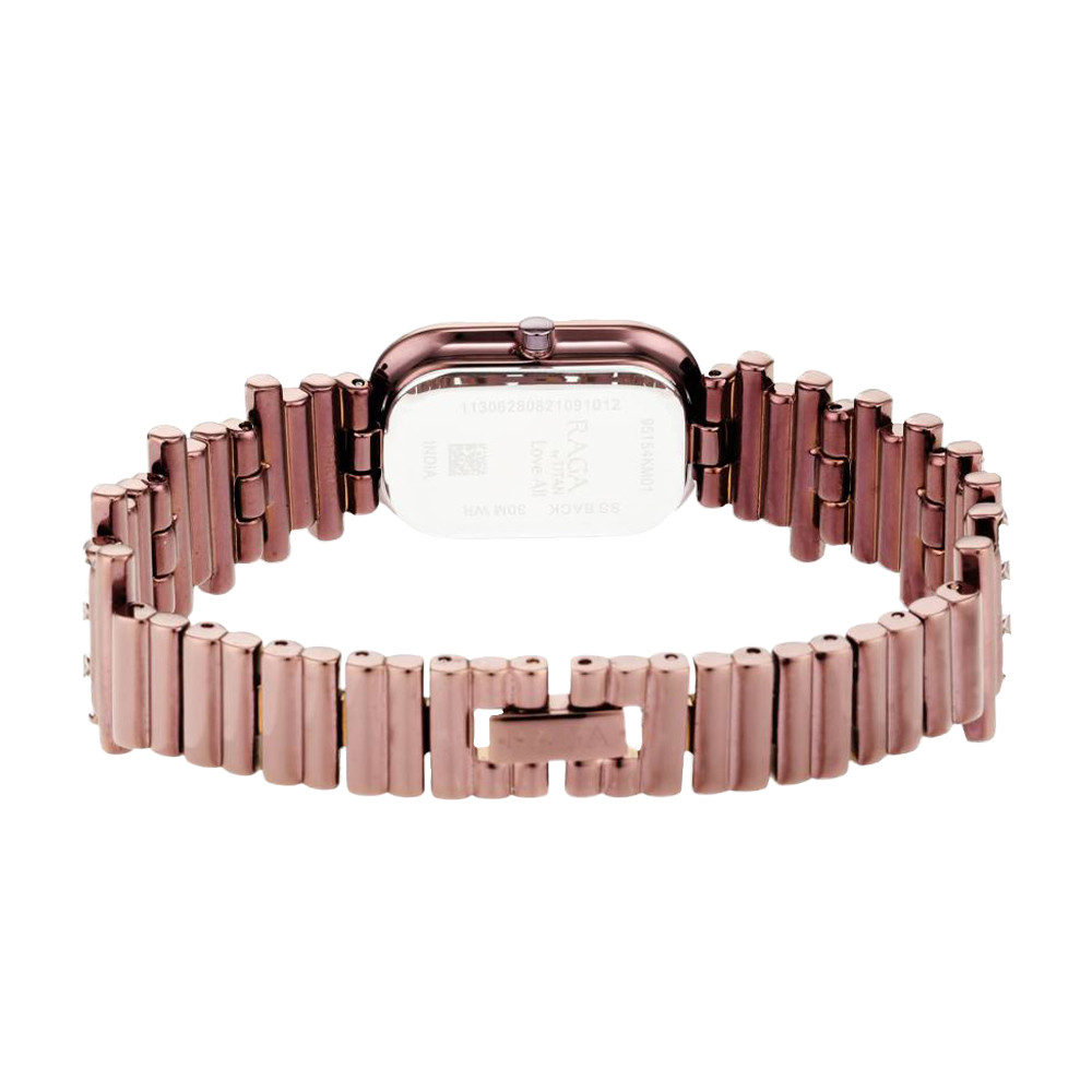 Titan Love All Brown Dial Analog Metal Strap Watch for Women NR95154QM01