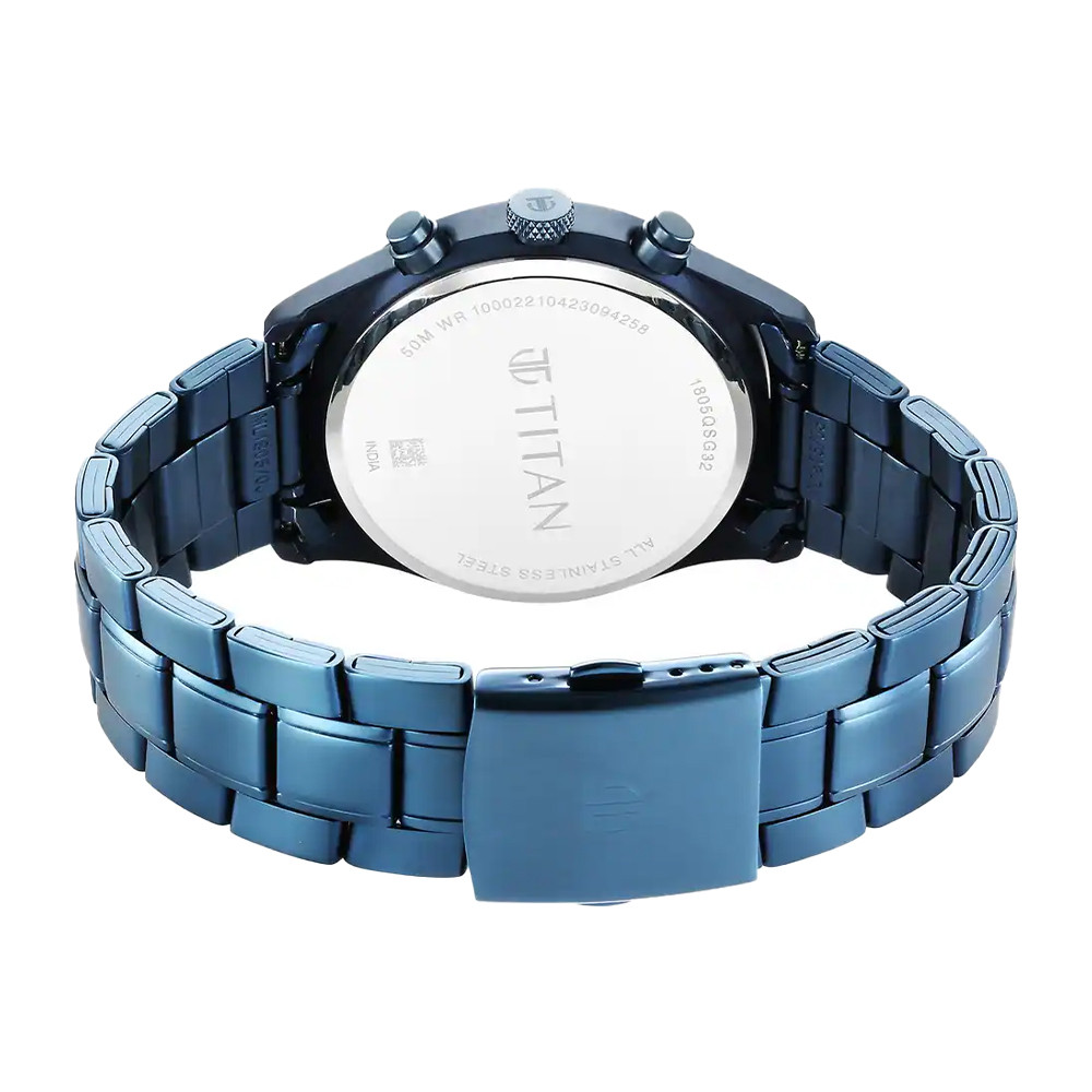 Titan Neo Splash Quartz Multifunction Blue Dial Stainless Steel Strap ...