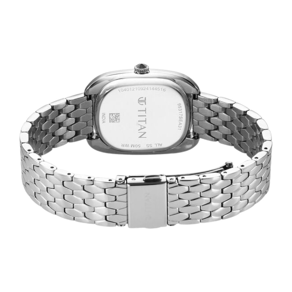 Titan Glamour Quartz Analog Blue Dial Silver Stainless Steel Strap ...