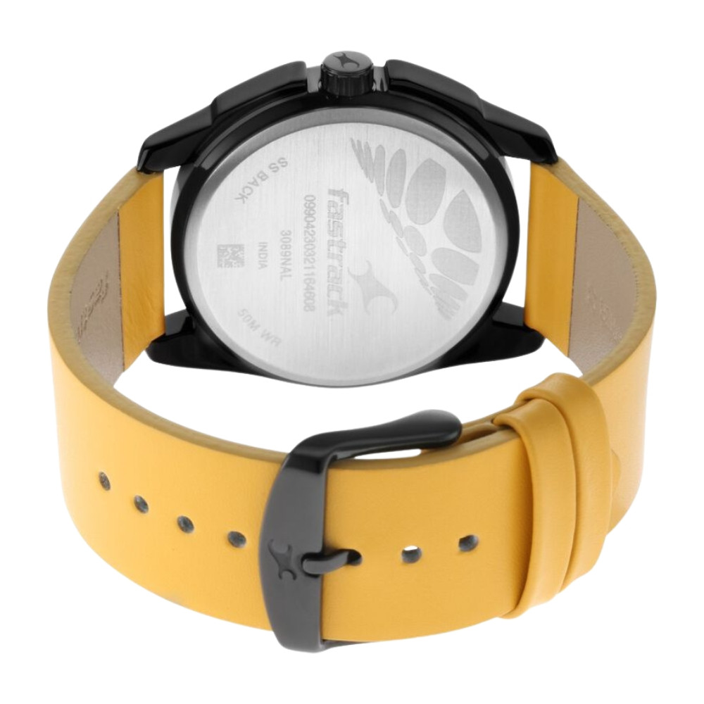 Fastrack Wear Your Look Quartz Analog Black Dial Leather Strap Watch ...