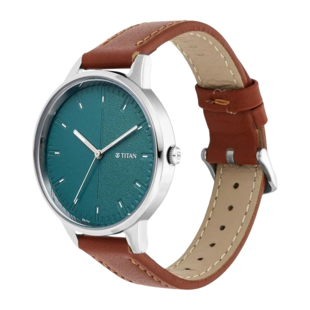 Titan Workwear Green Dial Women Watch With Leather Strap 2648SL01
