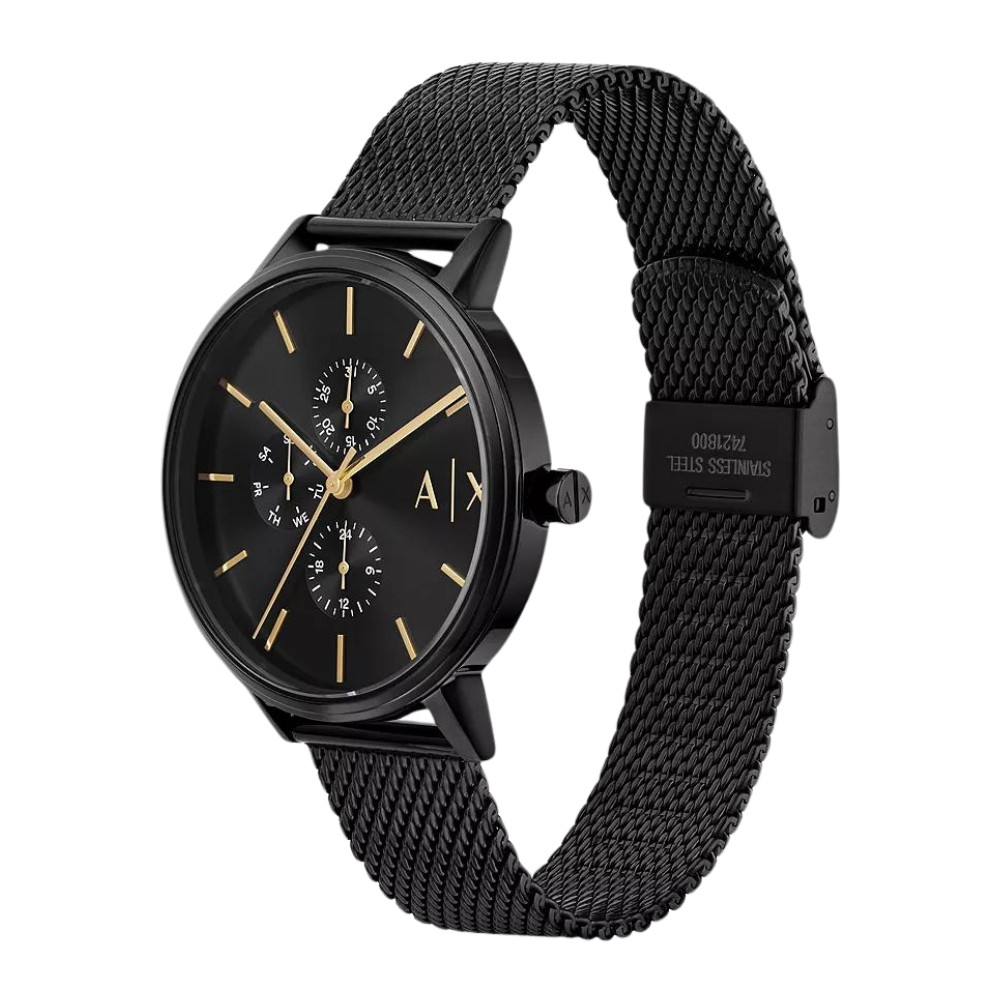 Armani Exchange Multifunction Black Stainless Steel Mesh Watch AX2716