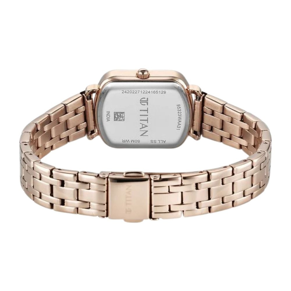 Titan Purple Metro Quartz Analog Red Dial Rose Gold Plated Stainless ...