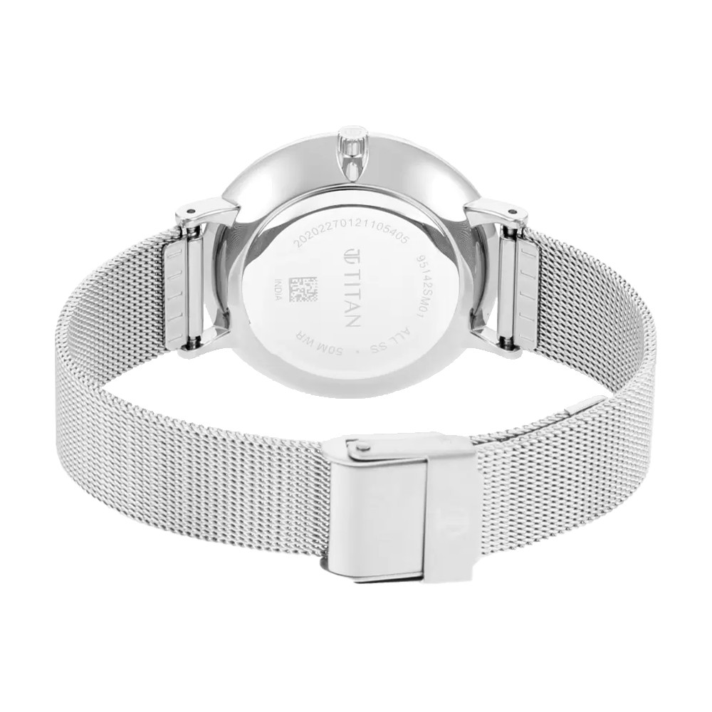 Titan Slimline Blue Dial Analog with Date Metal Strap Watch for Women ...