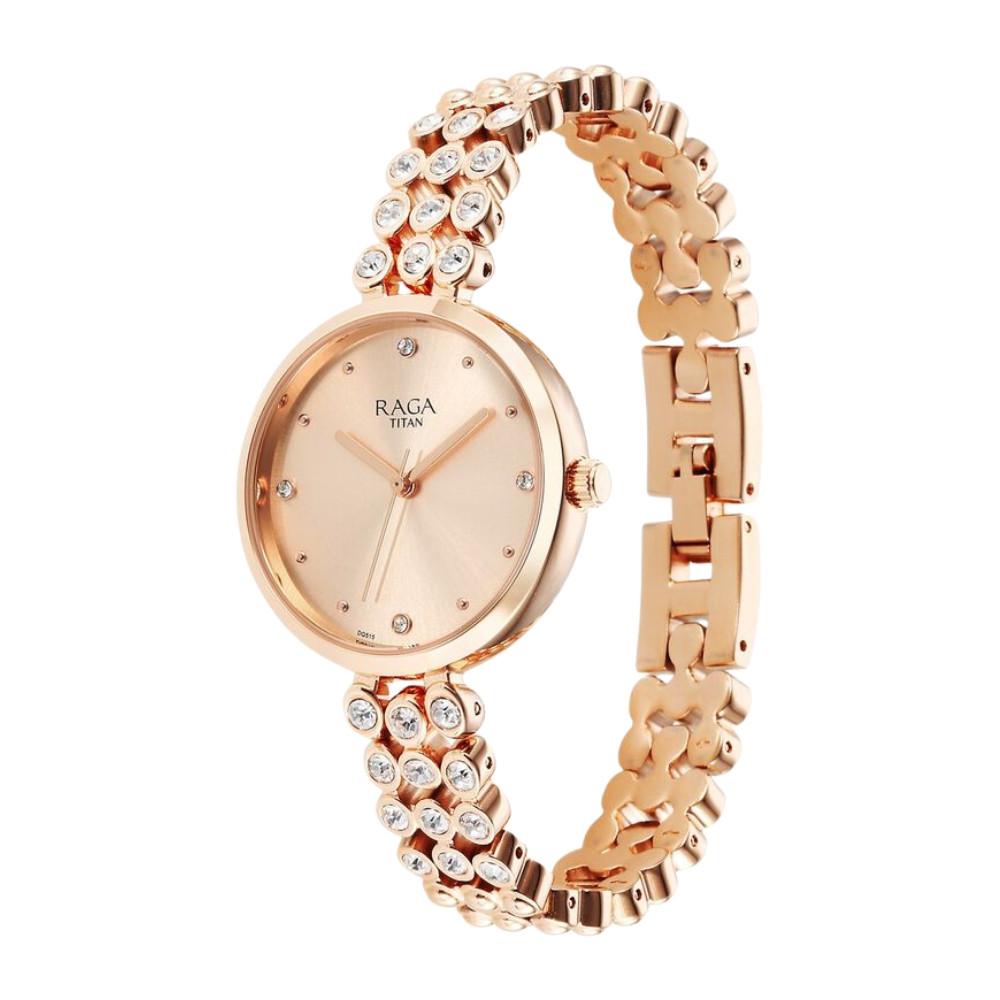 Titan Raga Showstopper Quartz Analog Rose Gold Dial Metal Strap Watch ...