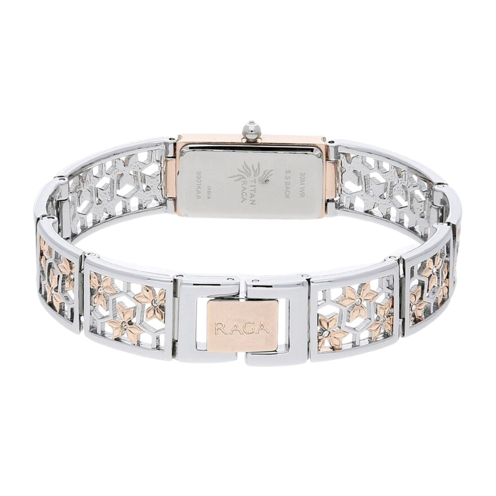 Titan Raga Weaves Mother of Pearl Dial Analog Stainless Steel Strap ...